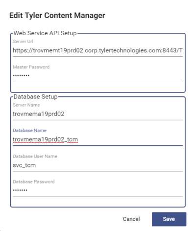 TCM and Tyler ReadyForms Administrator