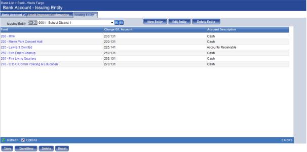 Assign an Issuing Entity to a Bank Account