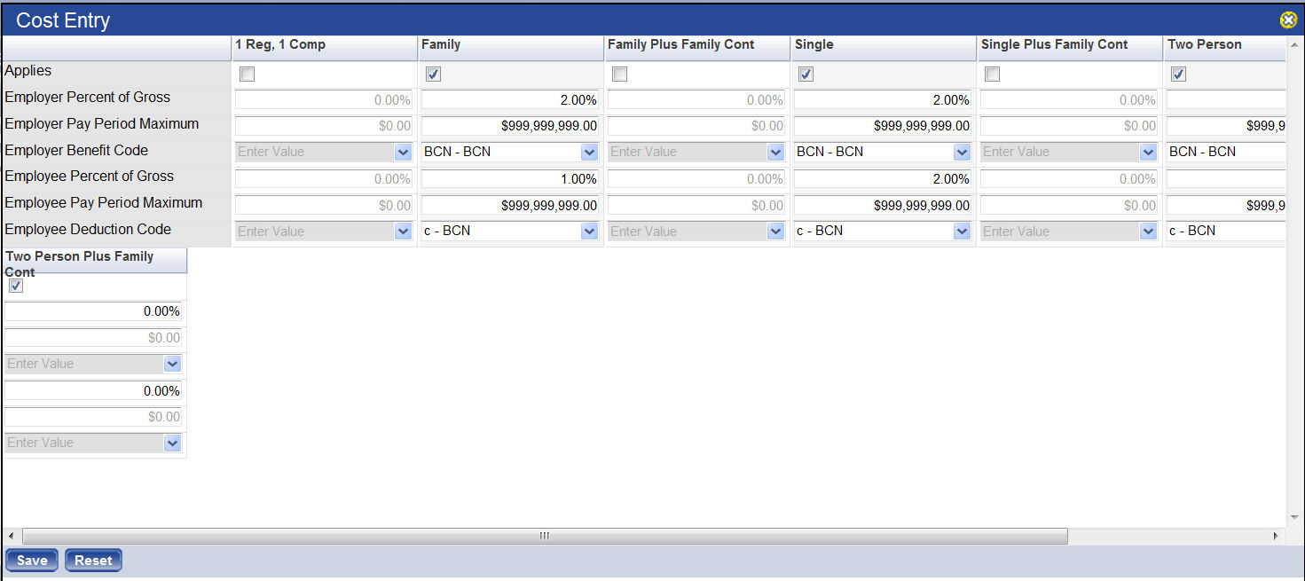 Benefits Administration Plan Entry