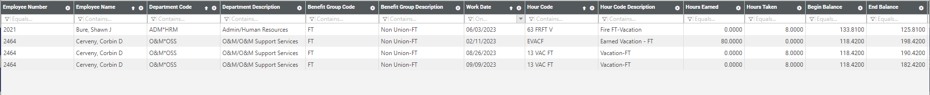 Accrual History Report